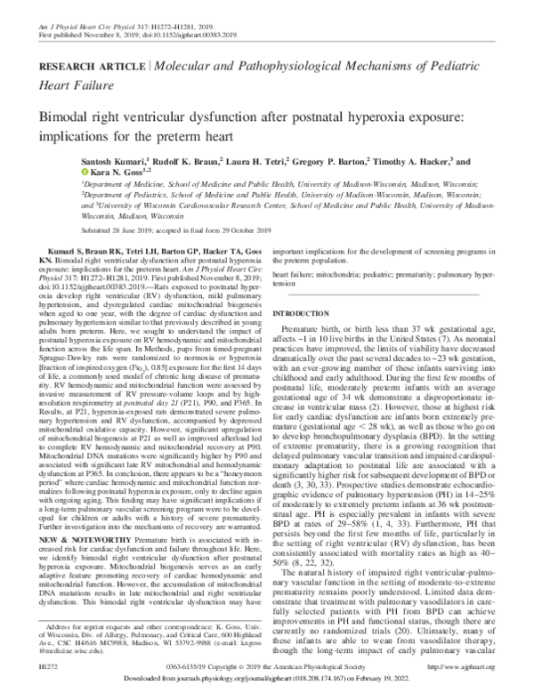 (PDF) Bimodal right ventricular dysfunction after postnatal hyperoxia ...