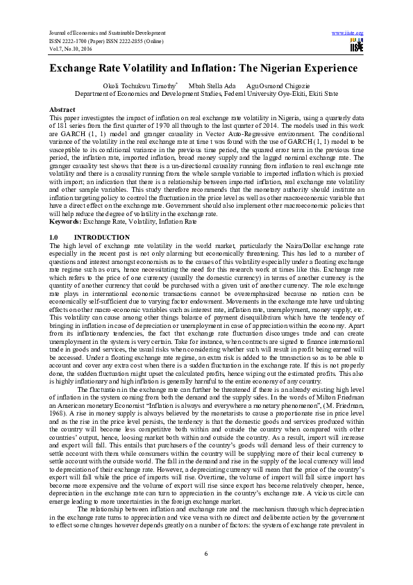 (PDF) Exchange Rate Volatility and Inflation: The Nigerian Experience