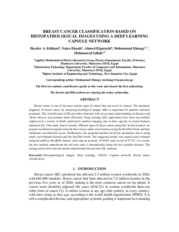 (PDF) Breast Cancer Classification Based on Histopathological Images ...
