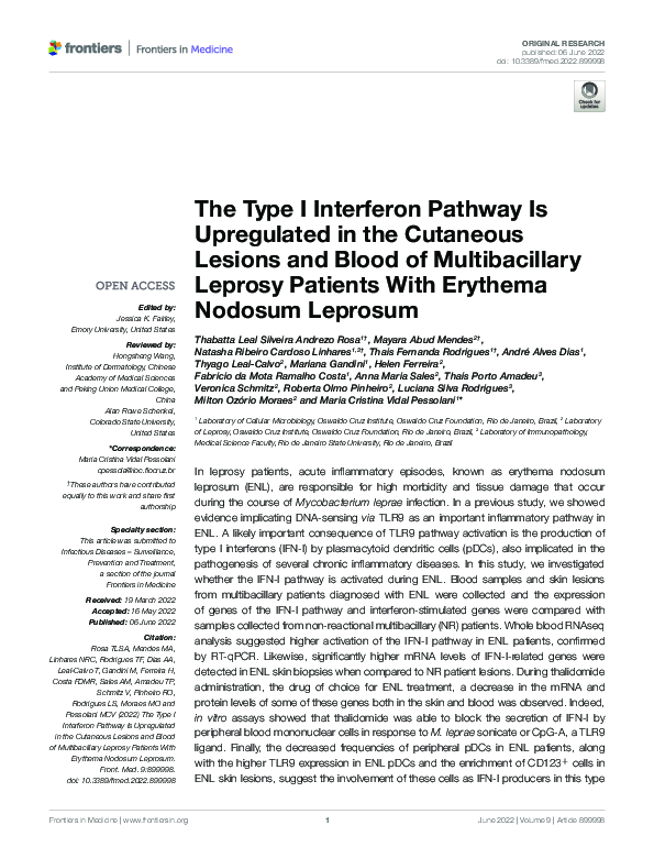 (PDF) The Type I Interferon Pathway Is Upregulated in the Cutaneous ...