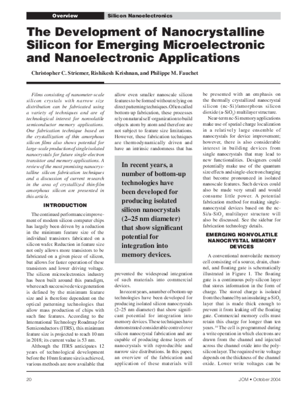 (PDF) The development of nanocrystalline silicon for emerging microelectronic and nanoelectronic ...