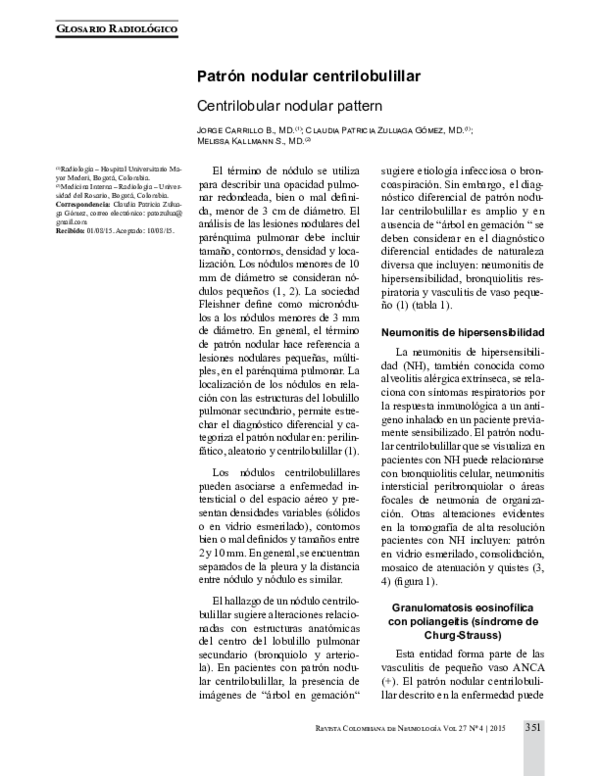 (PDF) Patrón nodular centrilobulillar