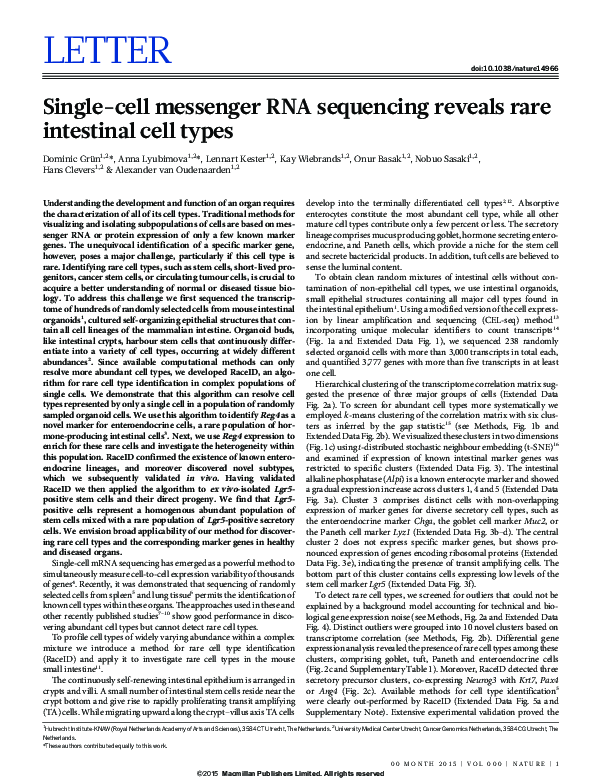 (PDF) Single-cell messenger RNA sequencing reveals rare intestinal cell ...