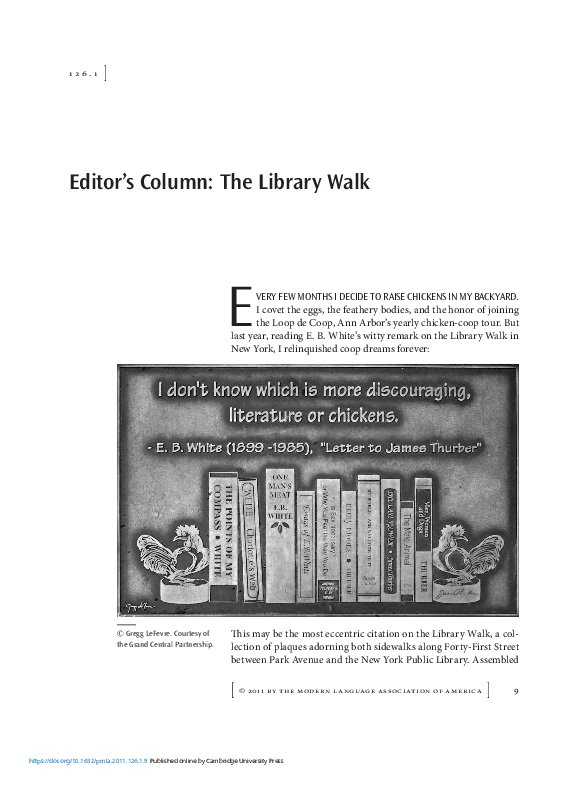 (PDF) Editor’s Column: The Library Walk