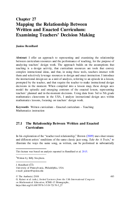 (PDF) Mapping the Relationship Between Written and Enacted Curriculum ...