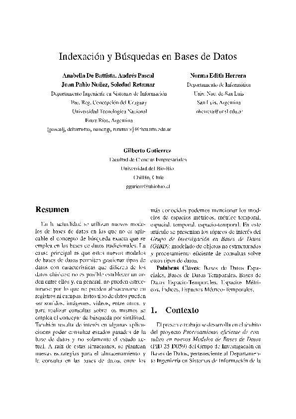 (PDF) Indexación y búsquedas en bases de datos