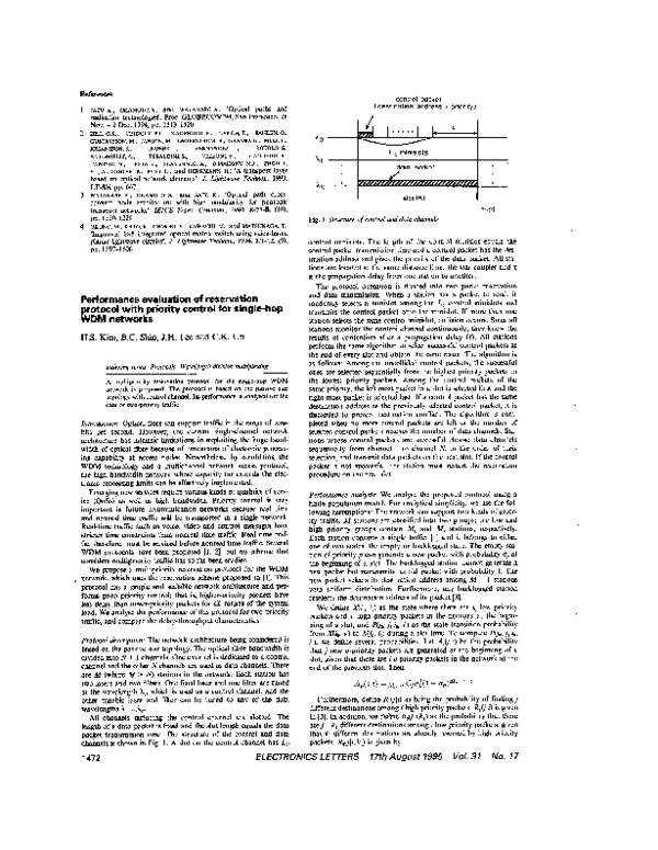 (PDF) Performance evaluation of reservation protocol with priority control for single-hop WDM ...