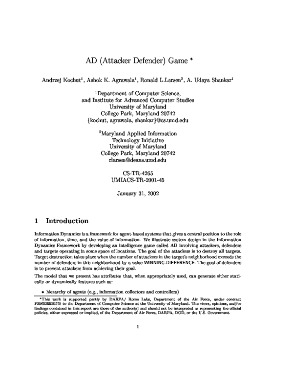 (PDF) Ad (attacker defender) game