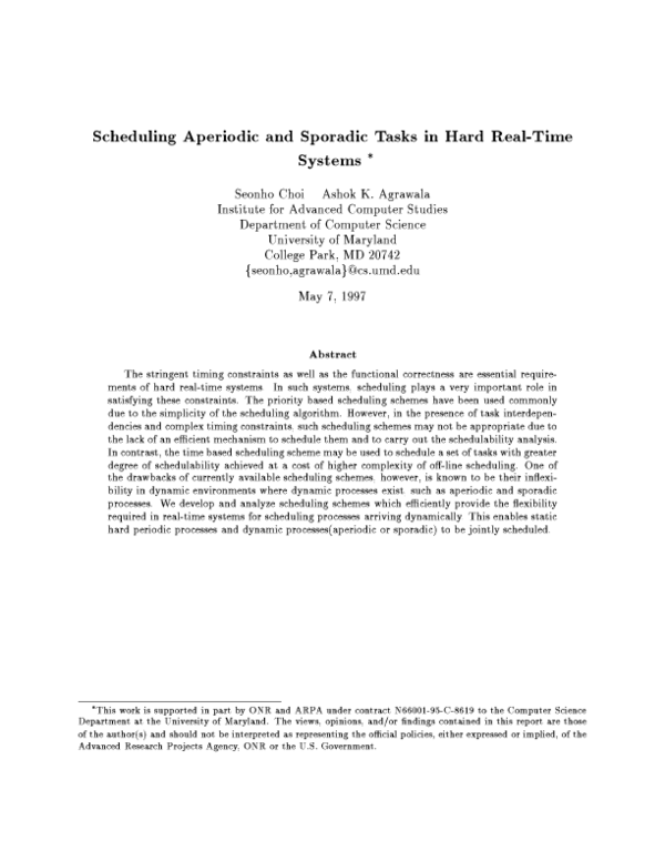 Pdf Scheduling Aperiodic And Sporadic Tasks In Hard Real Time Systems 2748