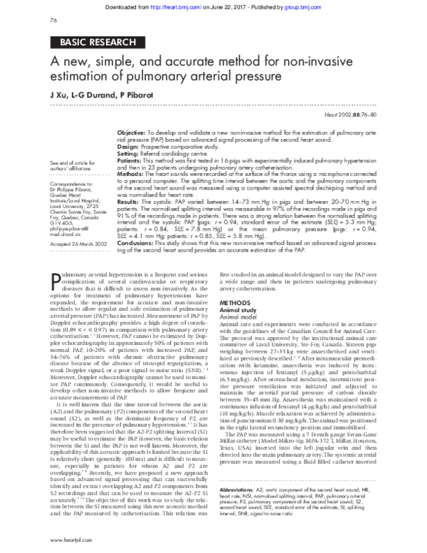 Pdf A New Simple And Accurate Method For Non Invasive Estimation Of