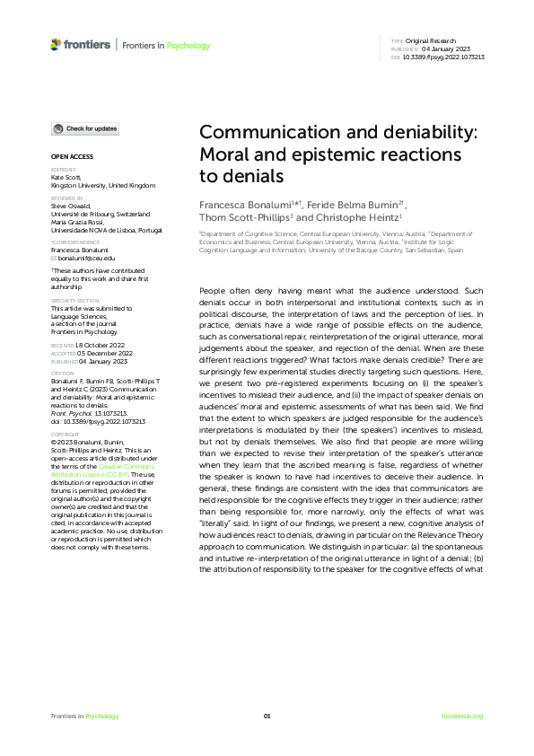 (PDF) Communication and deniability: Moral and epistemic reactions to ...