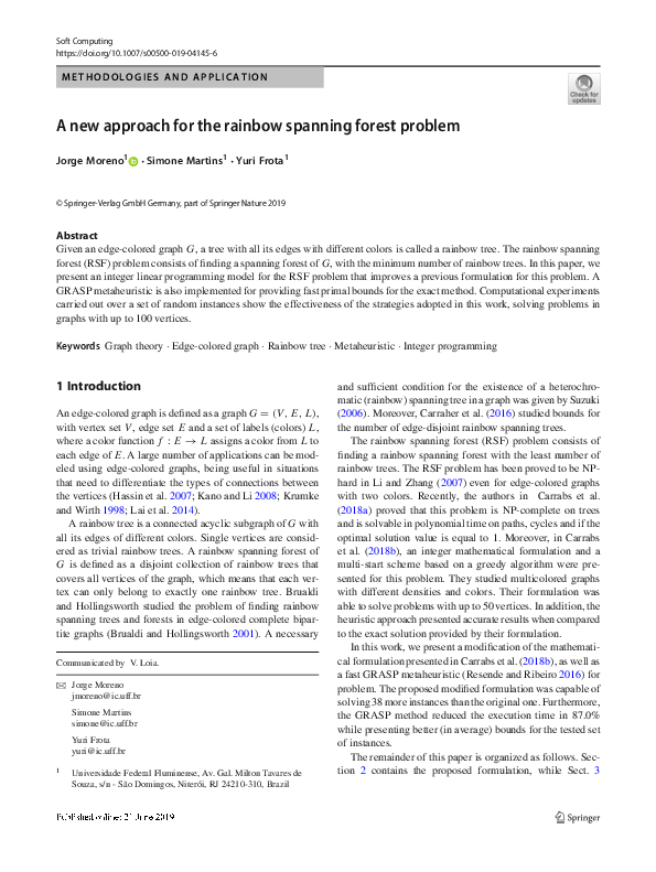 (PDF) A new approach for the rainbow spanning forest problem