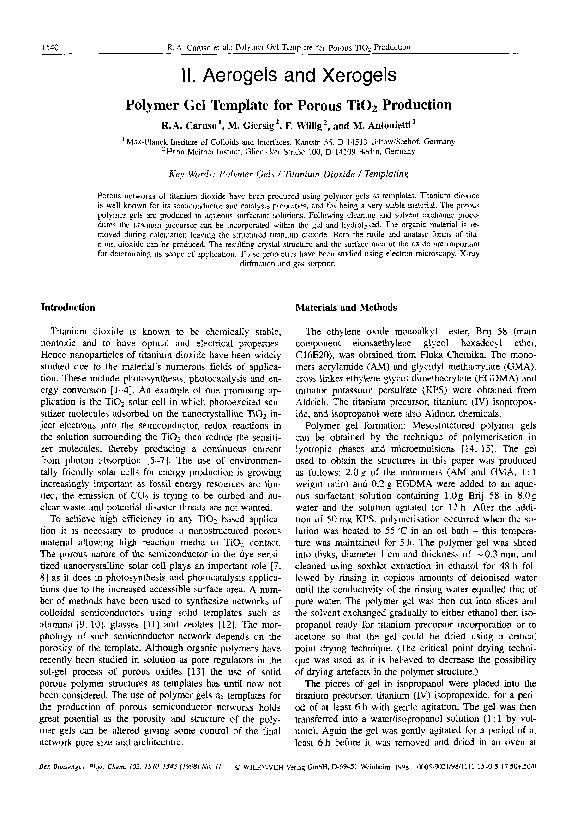 (PDF) Polymer gel template for porous TiO2 production