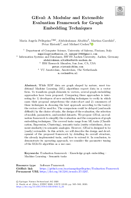 (PDF) GEval: A Modular and Extensible Evaluation Framework for Graph Embedding Techniques