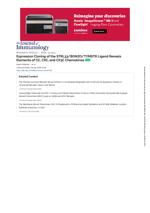 (PDF) Expression Cloning of the STRL33/BONZO/TYMSTR Ligand Reveals ...