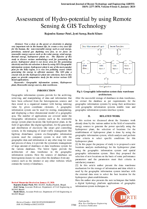 (PDF) Assessment of Hydro-potential by using Remote Sensing GIS Technology
