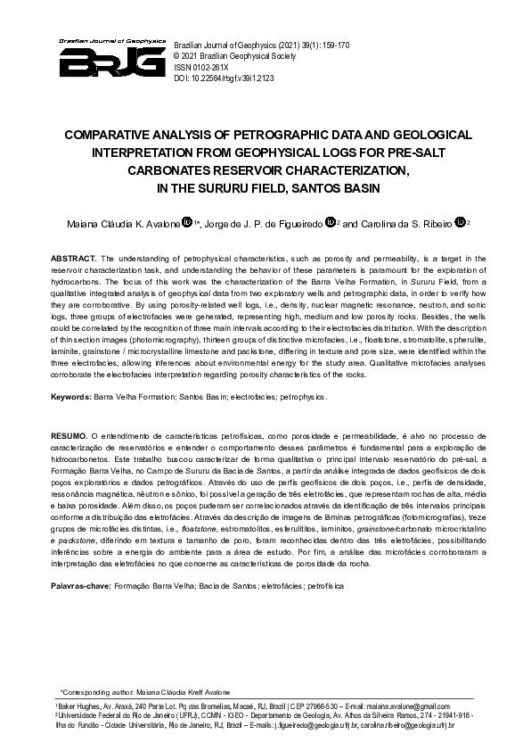 (PDF) Comparative Analysis of Petrographic Data and Geological Interpretation from Geophysical ...
