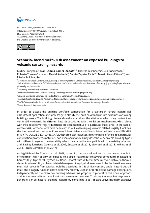(PDF) Scenario- based multi- risk assessment on exposed buildings to volcanic cascading hazards