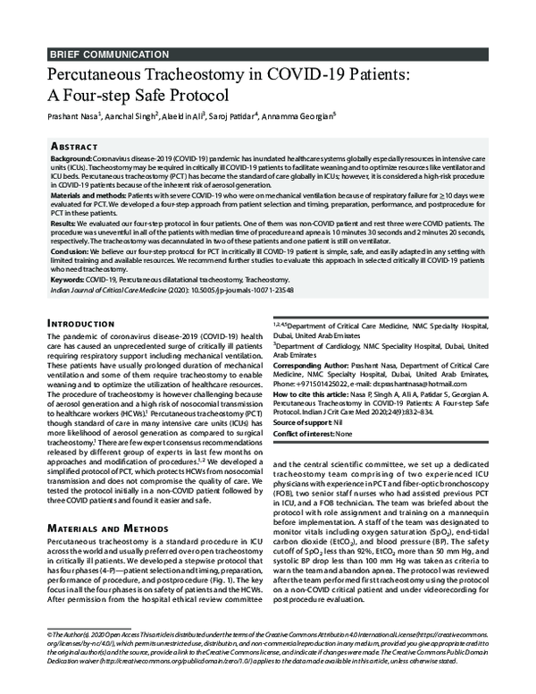 (PDF) Percutaneous Tracheostomy in COVID-19 Patients: A Four-step Safe ...