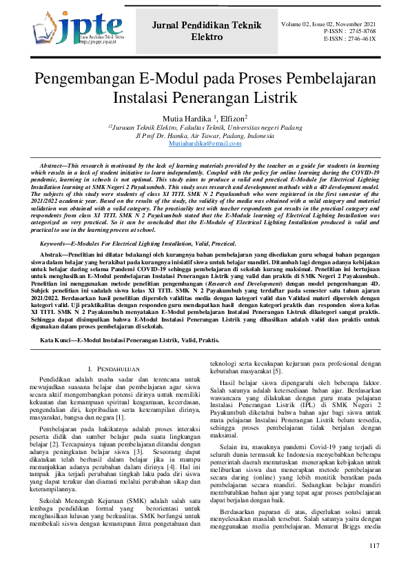 (PDF) Pengembangan E-Modul pada Proses Pembelajaran Instalasi Penerangan Listrik