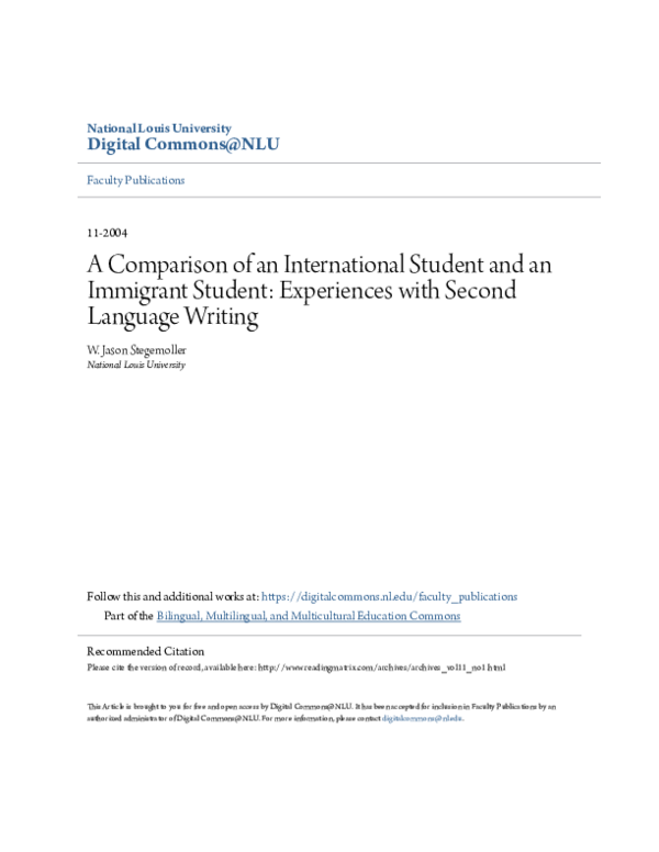 (PDF) A Comparison of an International Student and an Immigrant Student ...