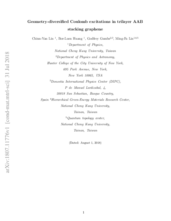 (PDF) Geometry-diversified Coulomb excitations in trilayer AAB stacking ...