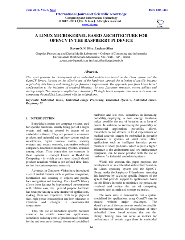 (PDF) A Linux Microkernel Based Architecture for Opencv in the ...