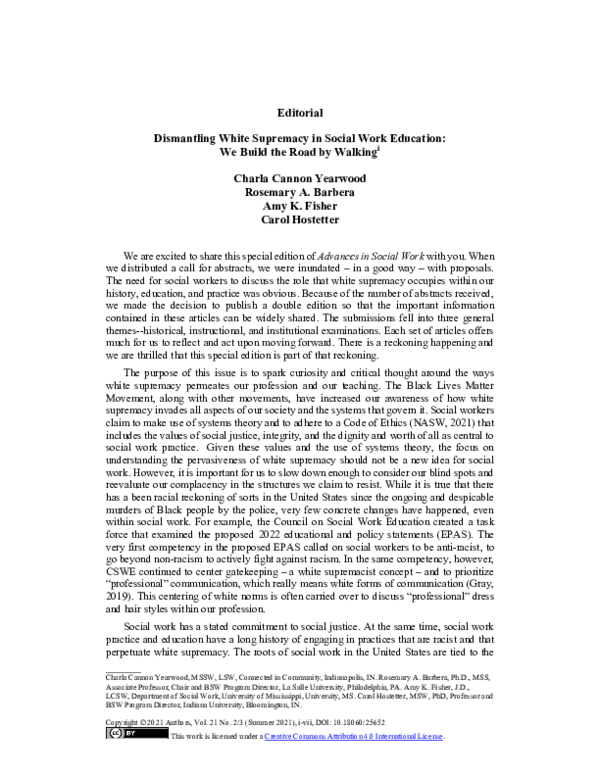 Dismantling White Supremacy In Social Work Education