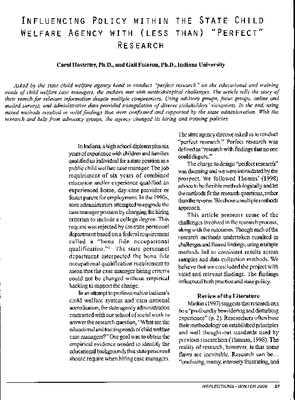 (PDF) Influencing Policy Within The State Child Welfare Agency With ...
