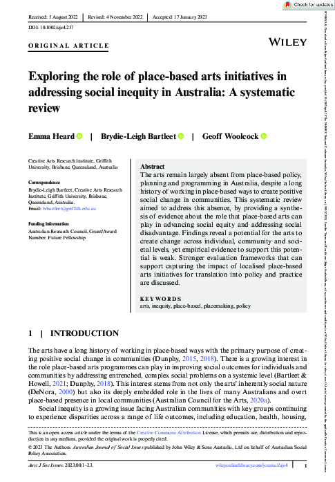 (PDF) Exploring the role of place-based arts initiatives in addressing ...
