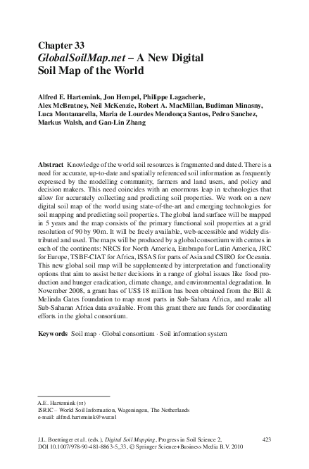 (PDF) GlobalSoilMap.net – A New Digital Soil Map of the World