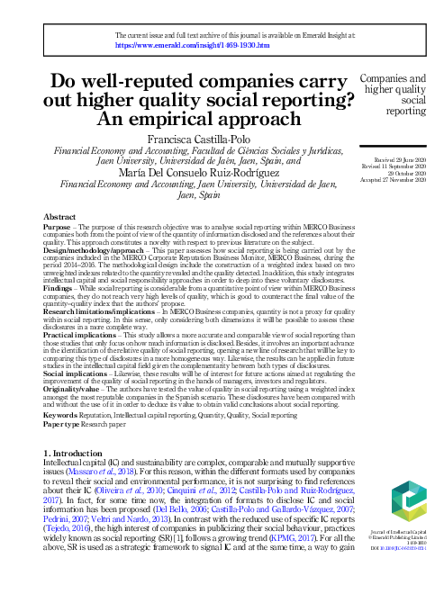 (PDF) Social Reporting Quality in MERCO Companies