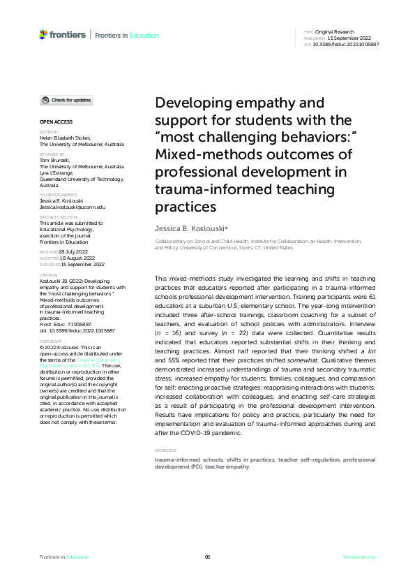 (PDF) Developing empathy and support for students with the “most ...