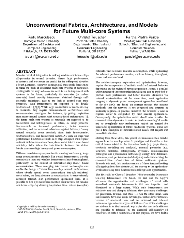 (PDF) Unconventional fabrics, architectures, and models for future ...