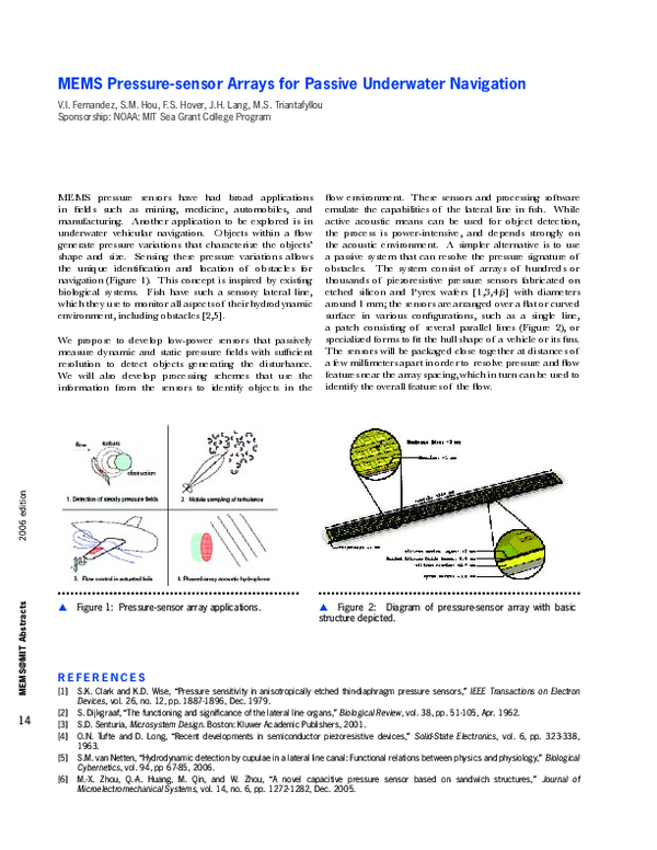 (PDF) MEMS Pressure-sensor Arrays for Passive Underwater Navigation