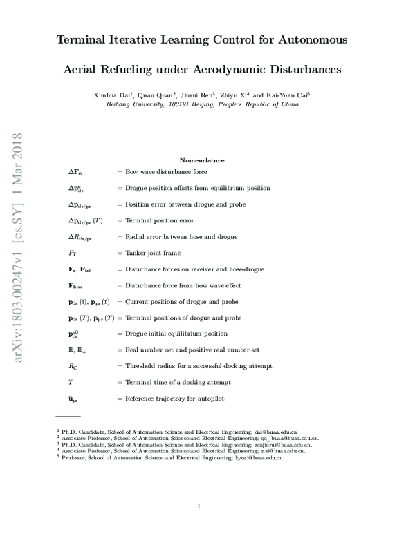 (PDF) Terminal Iterative Learning Control for Autonomous Aerial Refueling Under Aerodynamic ...