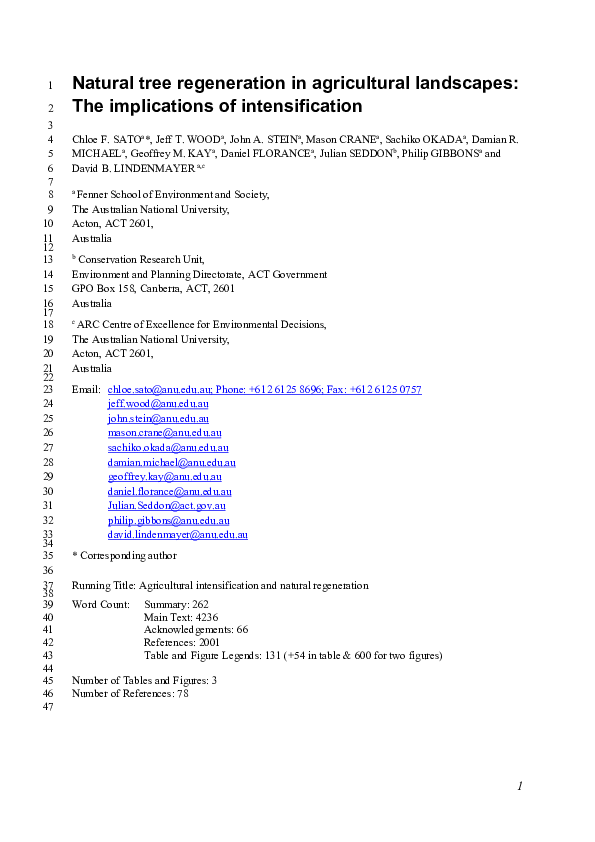 (PDF) Natural tree regeneration in agricultural landscapes: The ...
