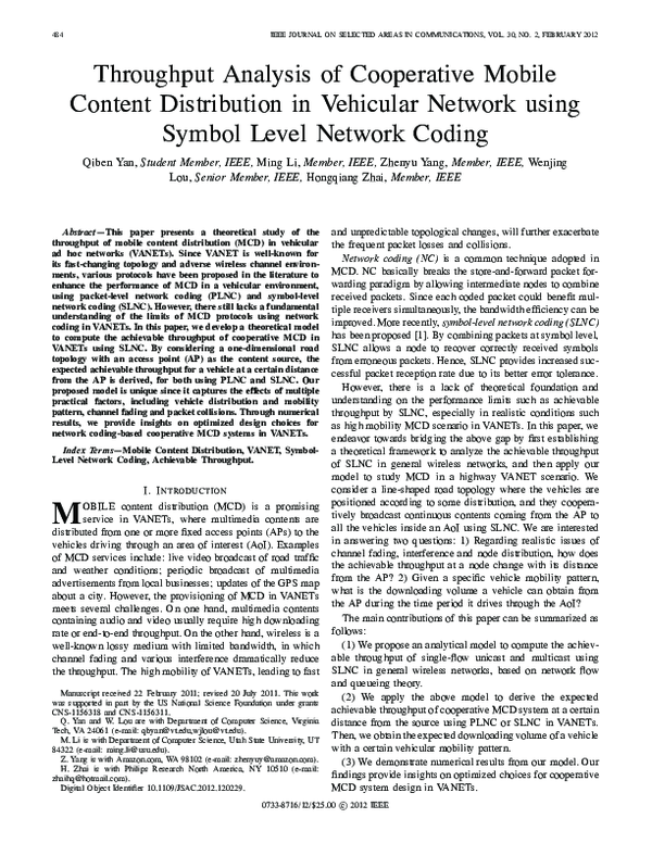 (PDF) Throughput Analysis of Cooperative Mobile Content Distribution in Vehicular Network using ...