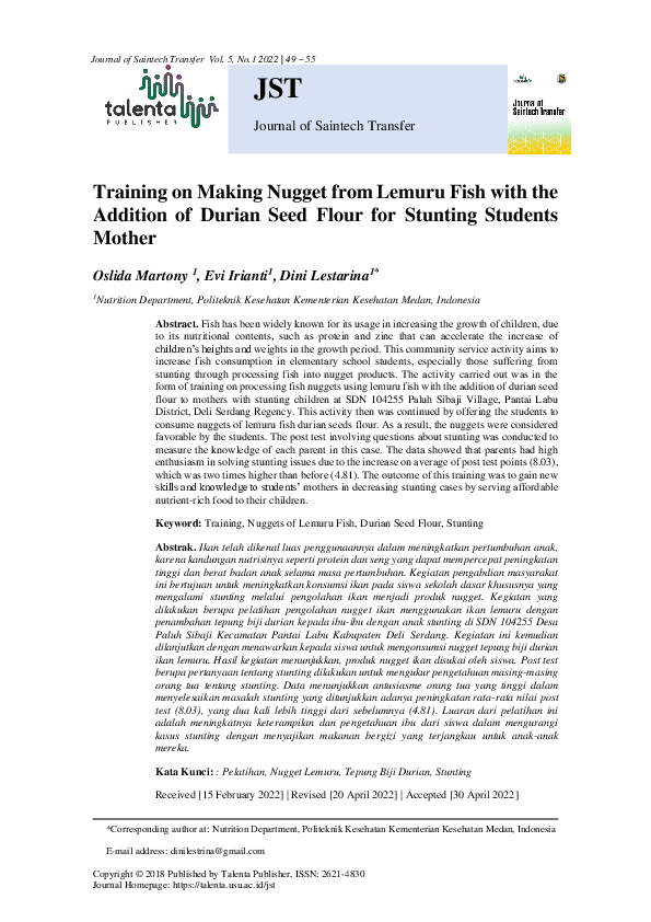(PDF) Training on Making Nugget from Lemuru Fish with the Addition of ...