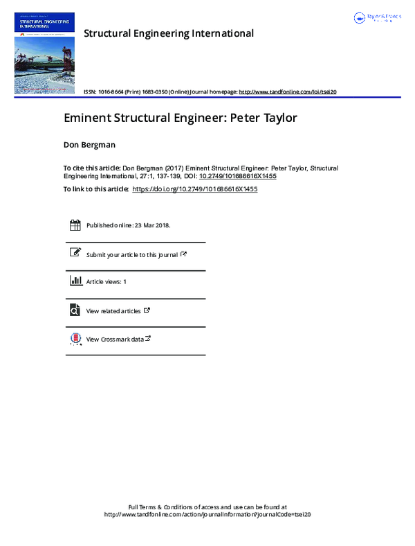 (PDF) Eminent Structural Engineer: Peter Taylor
