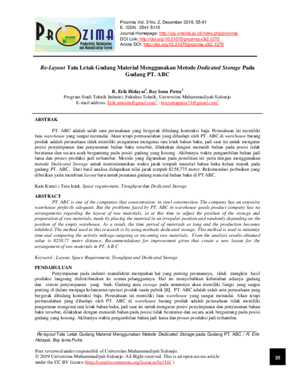 (PDF) Re-Layout Layout of Material Warehouse Using Dedicated Storage ...