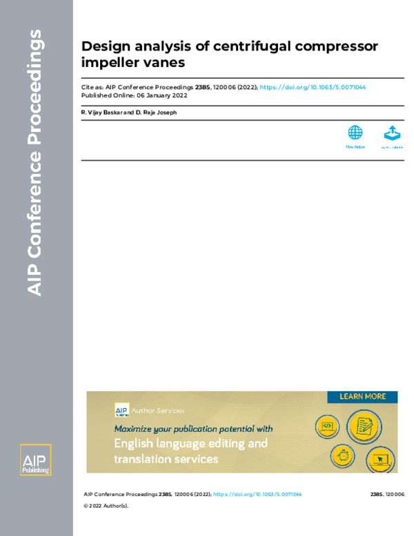(PDF) Design analysis of centrifugal compressor impeller vanes