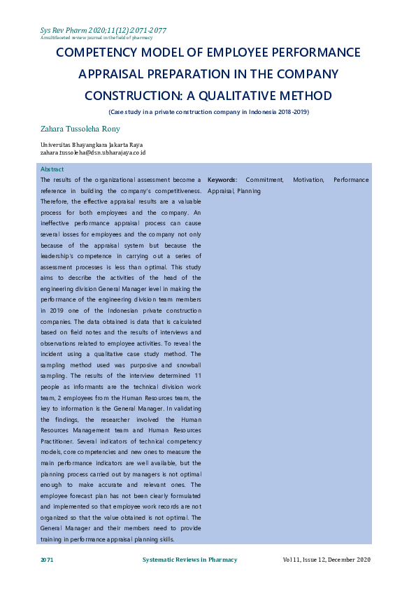 (PDF) Competency Model of Employee Performance Appraisal Preparation in ...