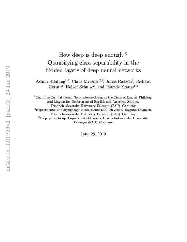 Pdf How Deep Is Deep Enough Quantifying Class Separability In The