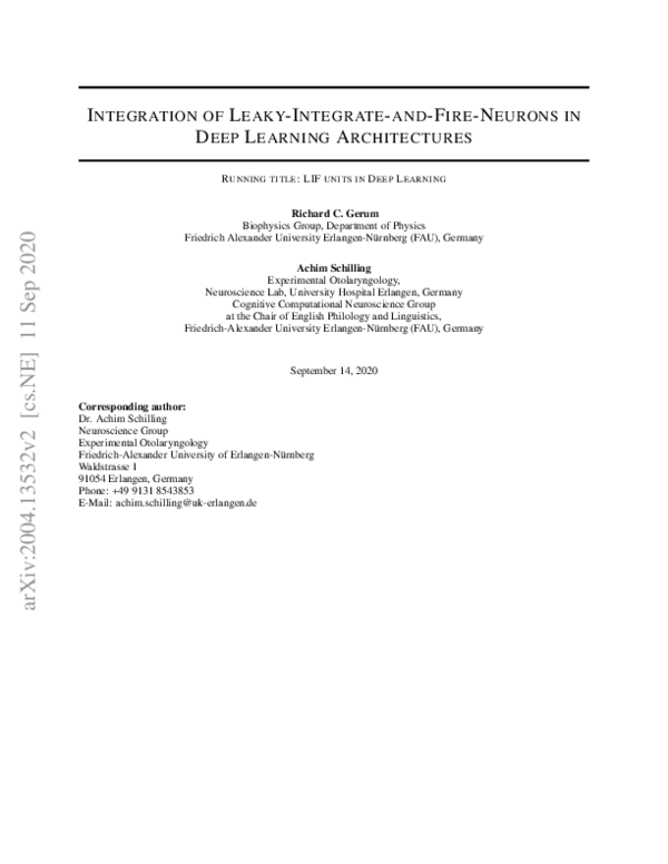 (PDF) Integration of Leaky-Integrate-and-Fire Neurons in Standard Machine Learning Architectures ...