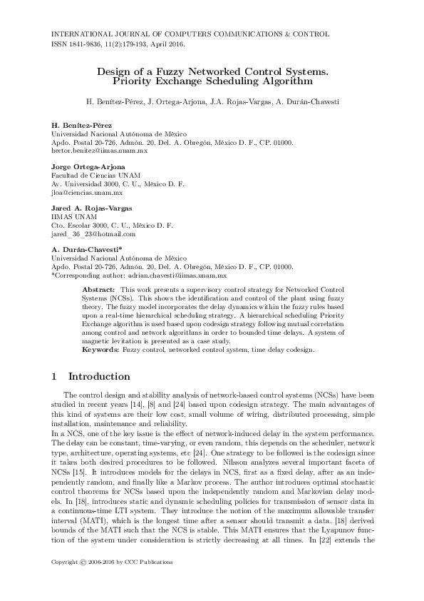 (PDF) Design of a Fuzzy Networked Control Systems. Priority Exchange Scheduling Algorithm