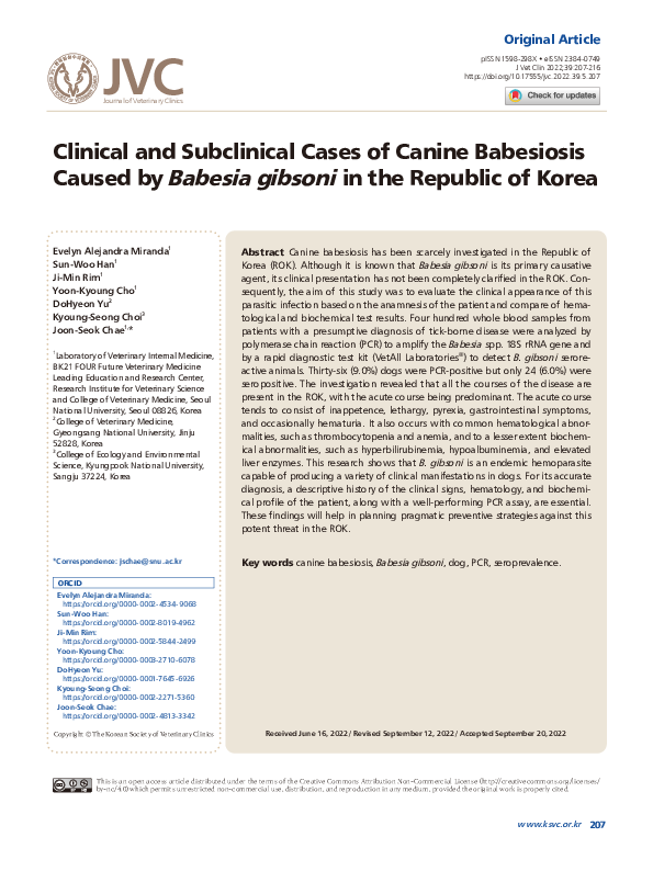 (PDF) Clinical and Subclinical Cases of Canine Babesiosis Caused by ...