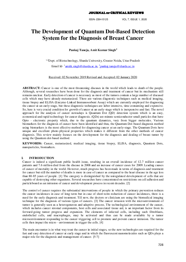 (PDF) The Development of Quantum Dot-Based Detection System for the ...