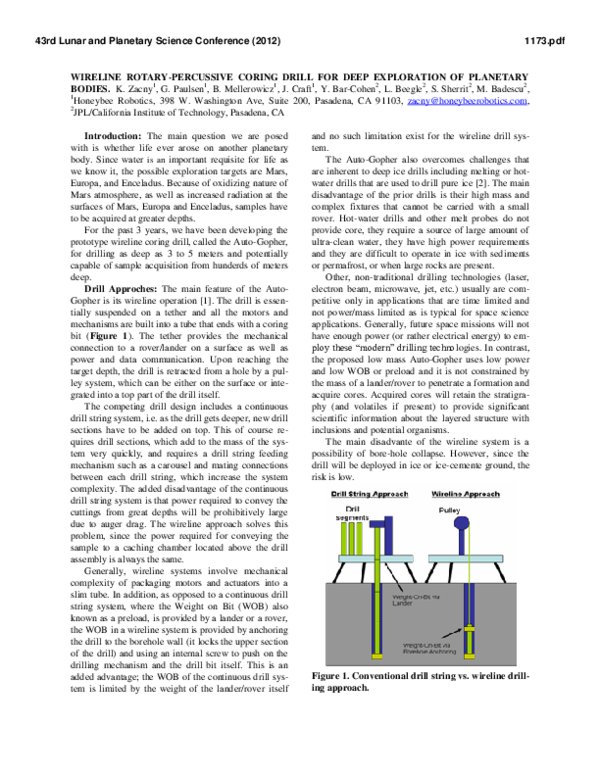 (PDF) Wireline Rotary-Percussive Coring Drill for Deep Exploration of ...
