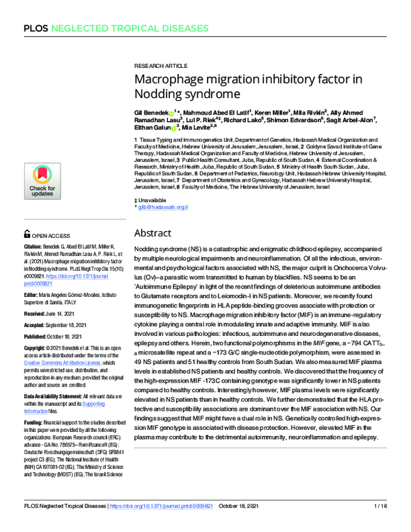 (PDF) Macrophage migration inhibitory factor in Nodding syndrome